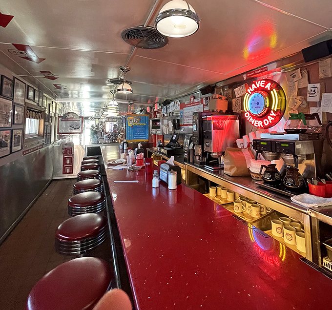 The counter where calories don't count and coffee cups are never empty. Slide onto a stool and join the congregation of comfort food devotees.