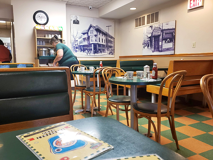 Historical photos on the walls remind you that good food and conversation have been happening here while the world outside keeps changing.