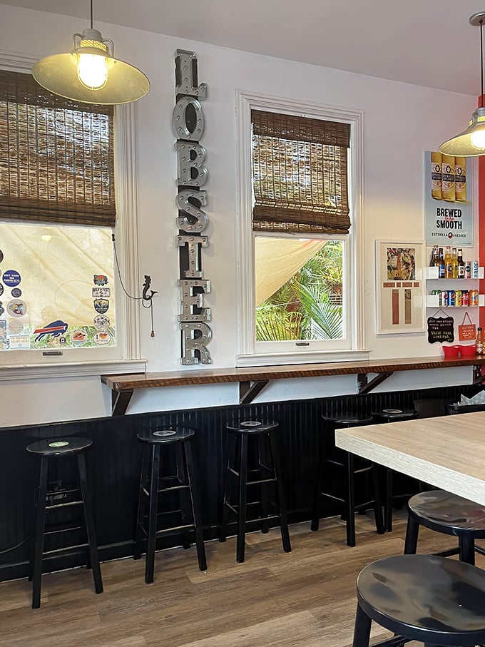 Where "LOBSTER" isn't just a sign, it's a promise. Bar seating that invites you to watch the magic happen while making friends with fellow pilgrims.