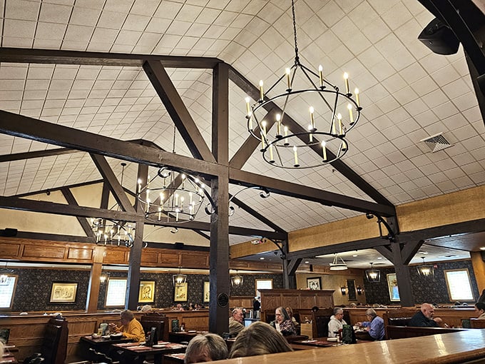 Those circular chandeliers aren't just lighting fixtures&mdash;they're spotlights illuminating decades of New Hampshire dining history and countless chicken tender epiphanies.