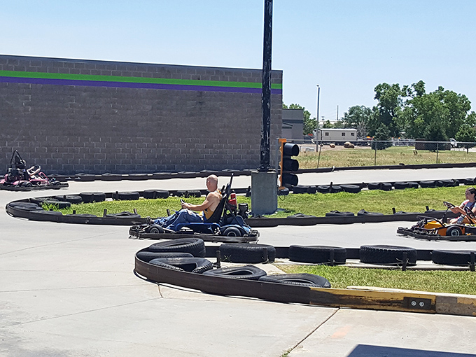 At Jumpin' Joe's, retirement doesn't mean slowing down. These go-karts prove you're only as old as the person you just lapped.