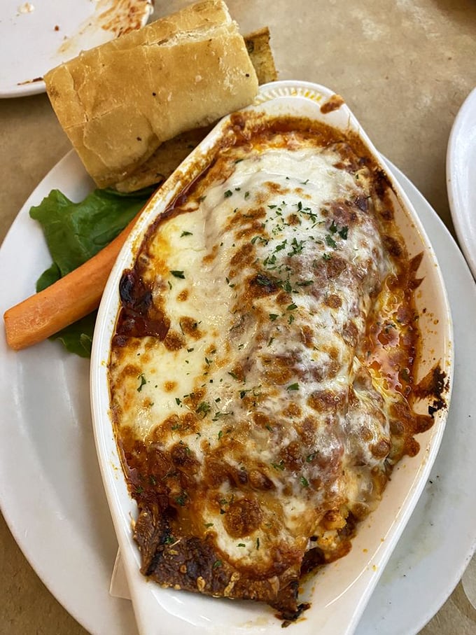 Lasagna that bubbles and stretches like it's auditioning for an Italian food commercial. Cheese pulls for days!