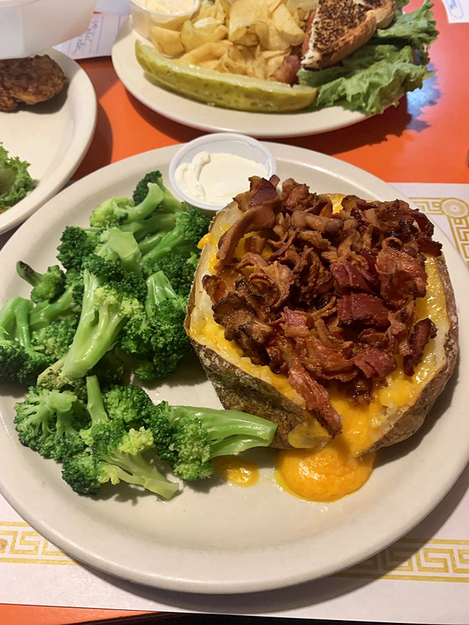 This loaded baked potato isn't just a side dish&mdash;it's the main event. Cheese, bacon, and broccoli create the holy trinity of potato perfection.