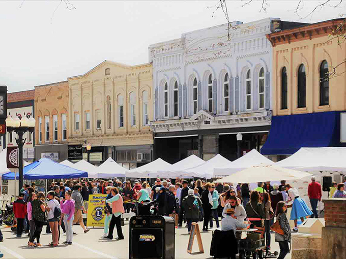 The local market transforms Baraboo's streets into a bustling community gathering where people make actual eye contact instead of staring at their phones.
