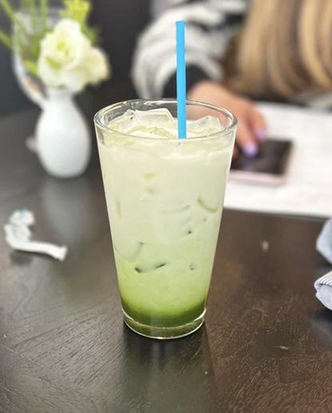 This matcha latte isn't just a drink, it's a moment of zen in a glass&mdash;grassy, sweet, and as calming as a spa day.