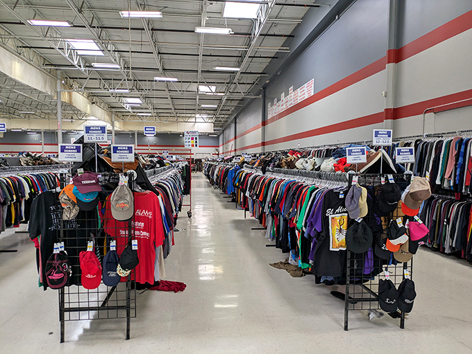 The hat rack alone could outfit a Kentucky Derby crowd. Men's fashion from boardroom-ready to weekend warrior, all waiting for a second chance.