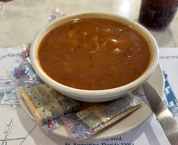 Minorcan clam chowder&mdash;where tomato and datil peppers create a spicy seafood symphony that's uniquely St. Augustine and universally delicious.