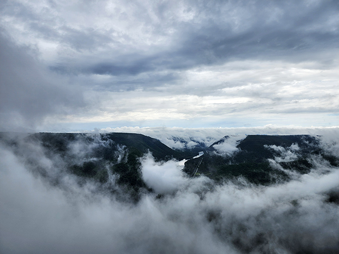 Cloud surfing from solid ground. When fog rolls through the valley, you're suddenly standing at the edge of what feels like heaven itself.