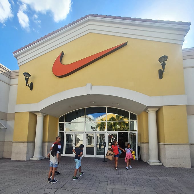 Nike's swoosh paradise, where "Just Do It" applies equally to marathon running and impulse purchasing.