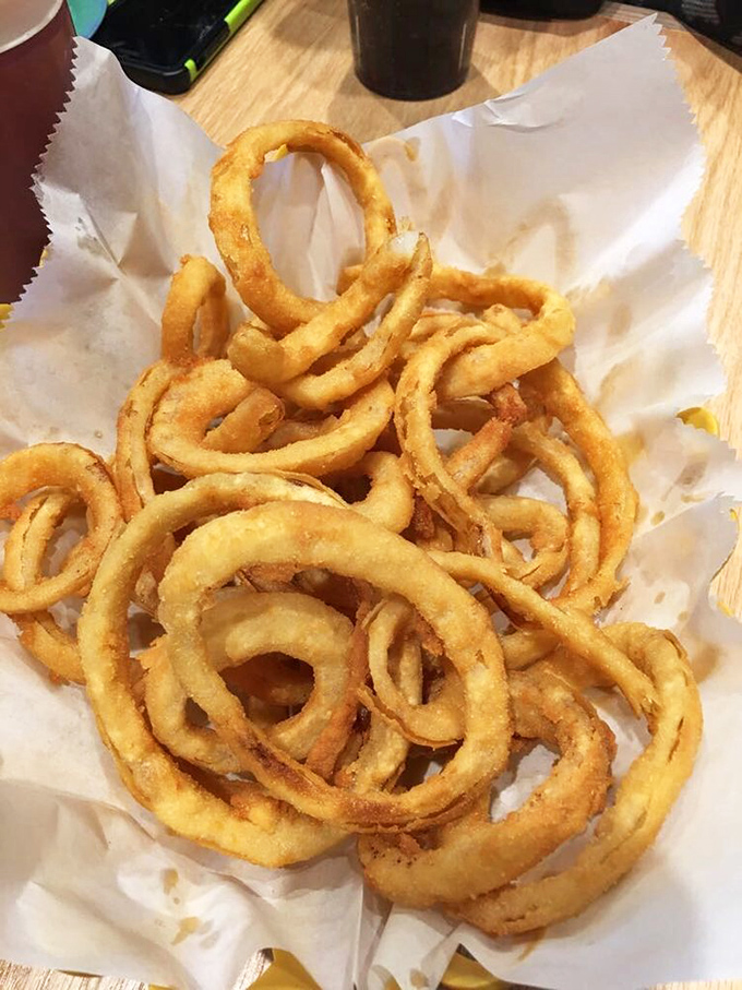 Onion rings done right&mdash;golden hoops of joy that crunch like autumn leaves but taste infinitely better.