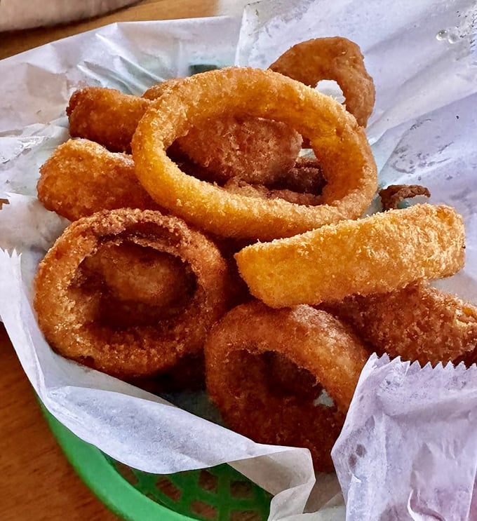 Golden rings of happiness! These onion rings achieve the perfect crunch-to-tender ratio that separates the great from the merely good.