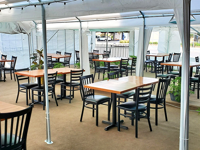 Al fresco dining that makes pandemic protocols feel like a luxury upgrade. Simple tables transformed into culinary stages under a canopy of California sky.