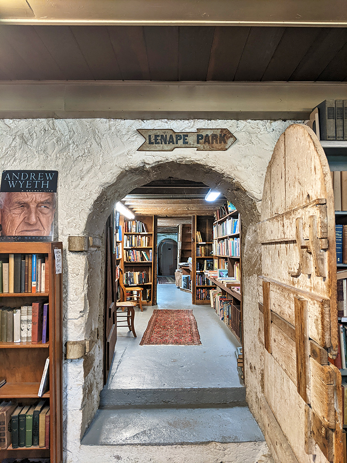 The "Lenape Park" archway isn't just a doorway&mdash;it's a portal between literary worlds, with that weathered wooden door guarding secrets from another era.