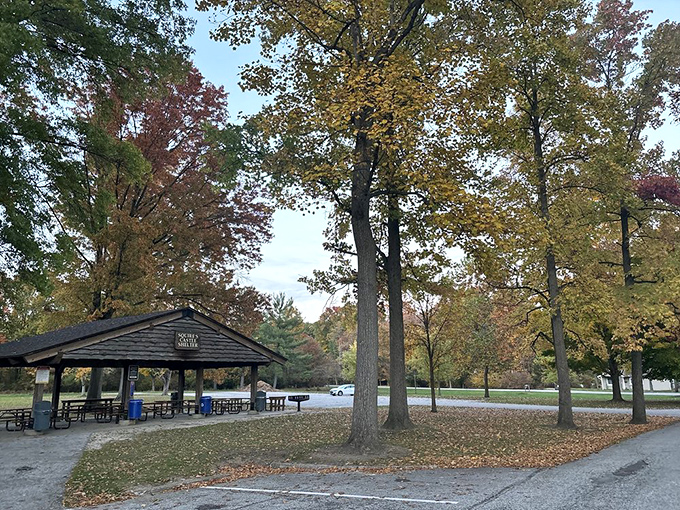 The picnic pavilion offers a practical break from castle exploring&mdash;though I doubt King Arthur ever enjoyed lunch quite this way.