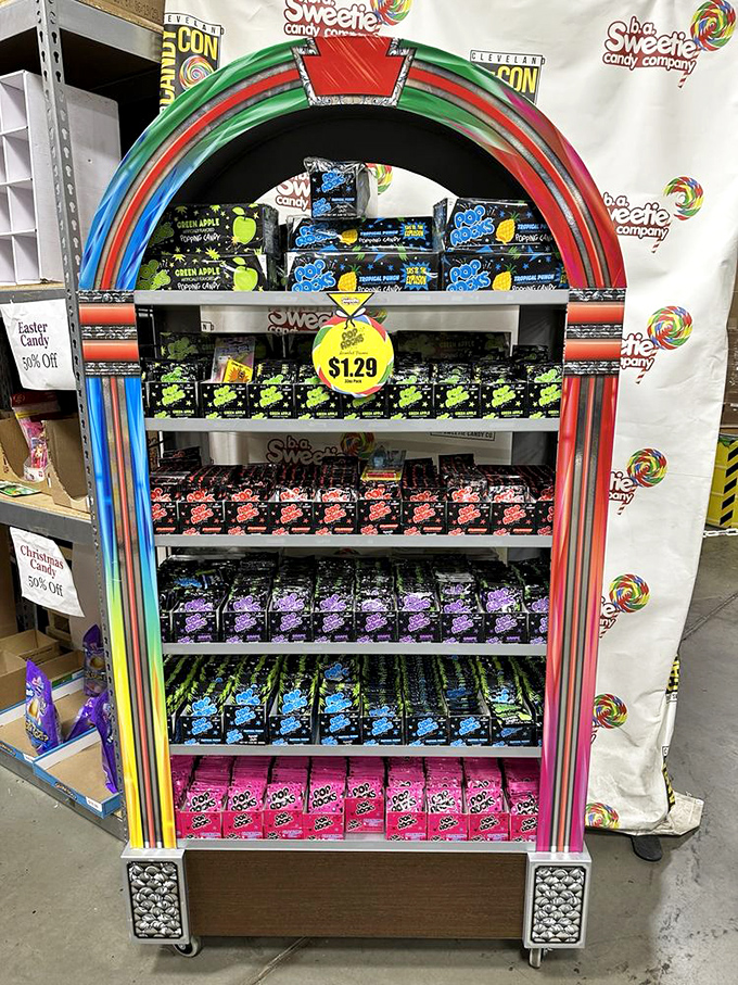 The jukebox of joy! This colorful display offers a greatest hits collection of candies that would make any sweet tooth sing.