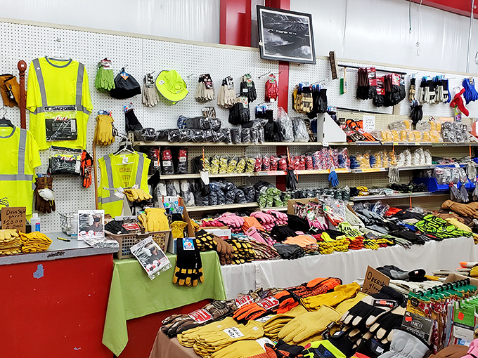 The workwear wonderland where blue-collar treasures and safety gear prove that practical doesn't have to mean boring.