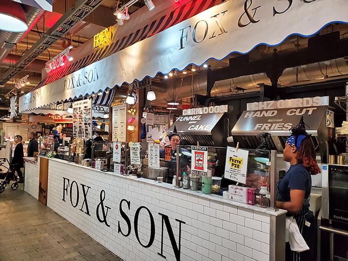 Fox & Son's bustling counter is like watching a Broadway show where corn dogs are the stars and fryers are the stage.