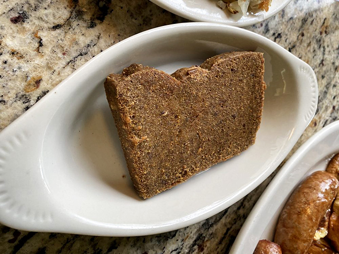 Scrapple: Pennsylvania's breakfast contribution that divides families and creates converts. One bite of this perfectly crisped slice might make you a believer.