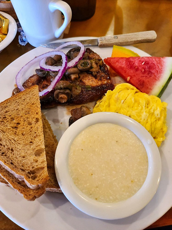Steak and eggs with a side of grits&mdash;the breakfast equivalent of hitting the lottery on your birthday while finding an extra fry in your order.