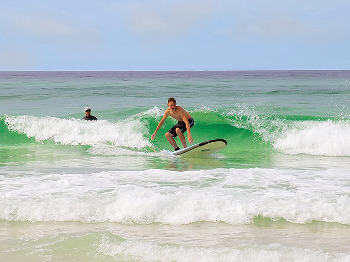 Catching waves in Seaside's emerald waters is a rite of passage&mdash;where even beginners can feel like surfing legends.