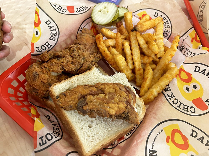 The perfect tray doesn't exi&mdash; Oh wait, here it is: crispy tenders, buttery toast, golden fries, and those signature pickles all playing together nicely.