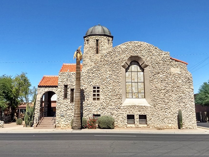 This stone church stands as testament that desert architecture can be stunning without requiring a celebrity architect's fee.