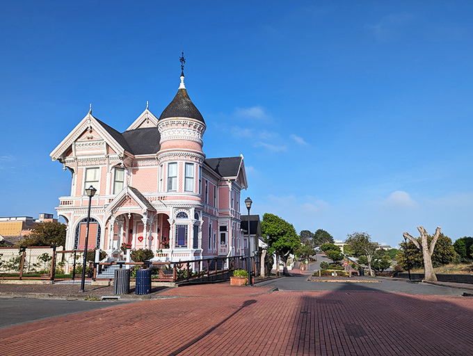 The Pink Lady's salmon-hued charm is even more impressive up close &ndash; Victorian architecture with a California twist.