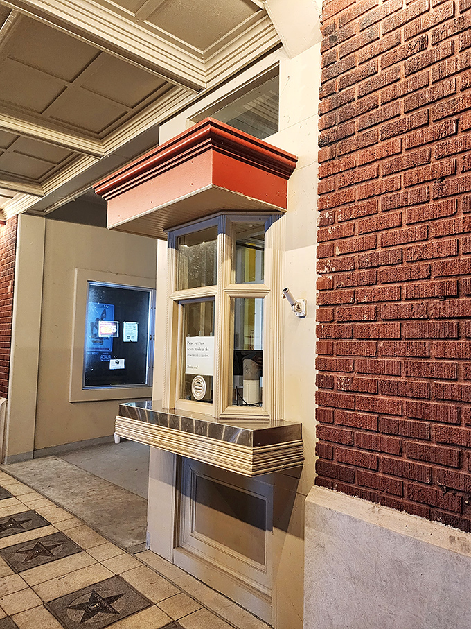 This charming ticket booth harkens back to when purchasing movie admission was a human interaction rather than a battle with a touchscreen kiosk.