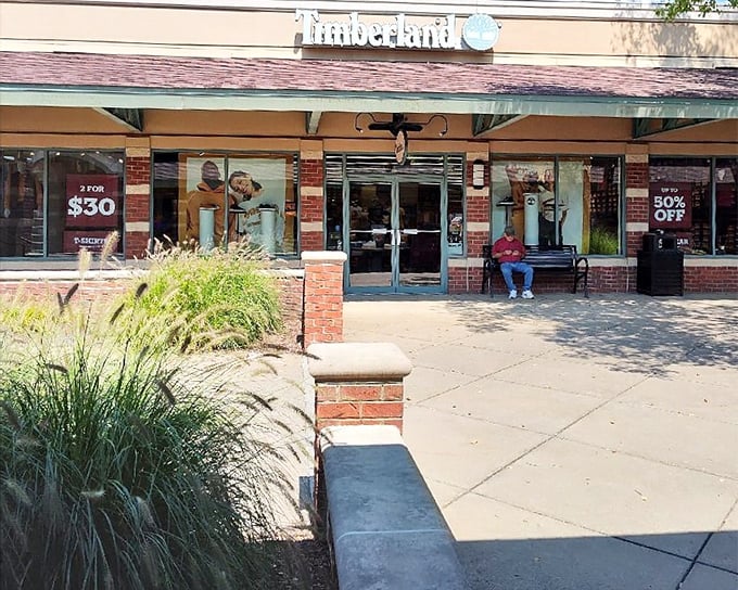 Timberland's "2 FOR $30" window display proves that outlet shopping is the closest adults get to experiencing Christmas morning year-round.