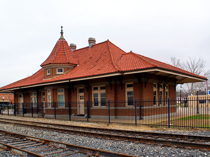 This isn't just a train station&mdash;it's a time machine. The historic depot's terracotta roof and brick details showcase craftsmanship from a bygone era.