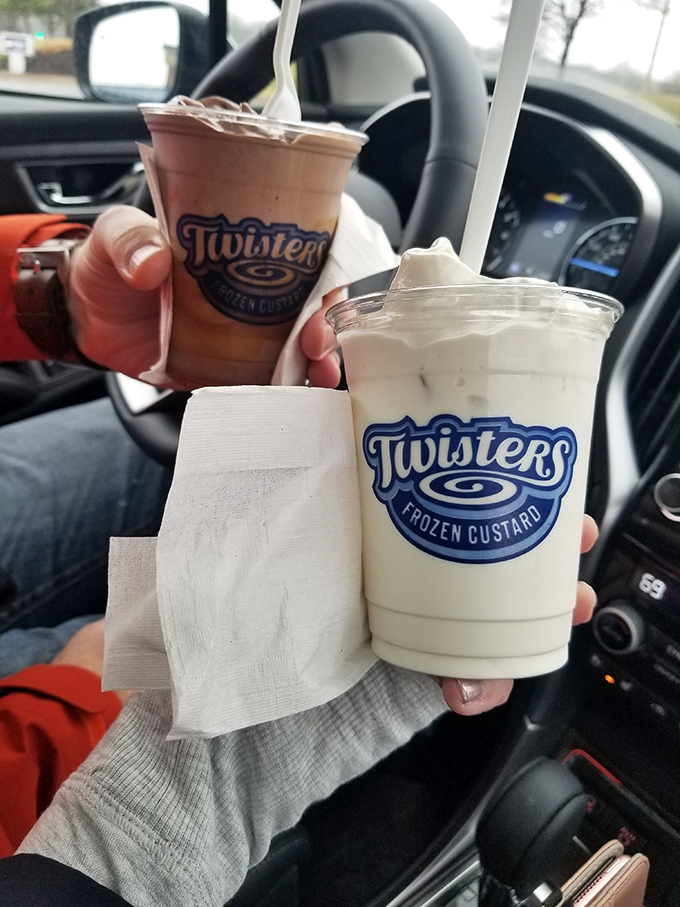 Two cups, infinite possibilities. The chocolate-vanilla debate ends peacefully here with the diplomatic solution of ordering both.