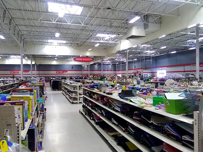 The home accents section offers everything from practical kitchen gadgets to whimsical decorations that add character without subtracting much from your wallet.