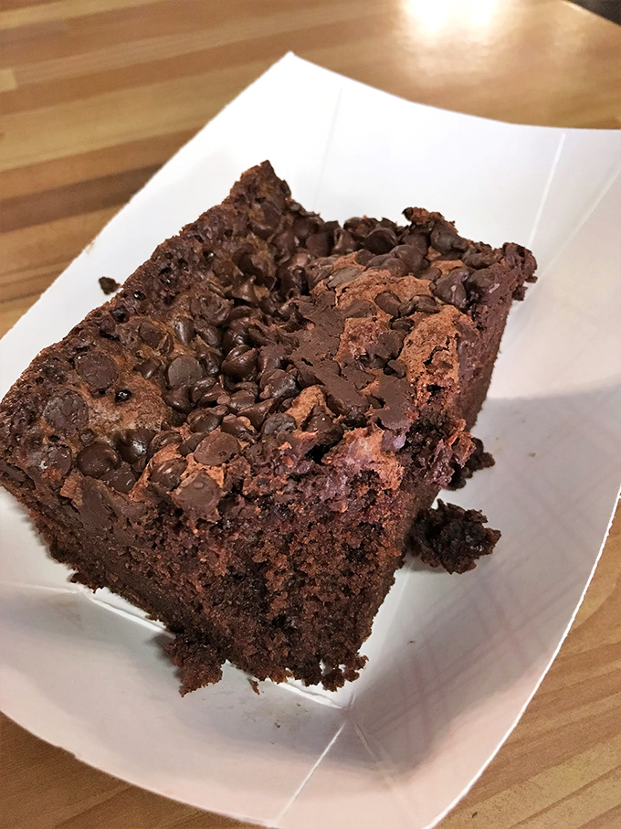 This isn't just a brownie &ndash; it's chocolate architecture with those chips creating textural contrast that makes your taste buds do a happy dance.