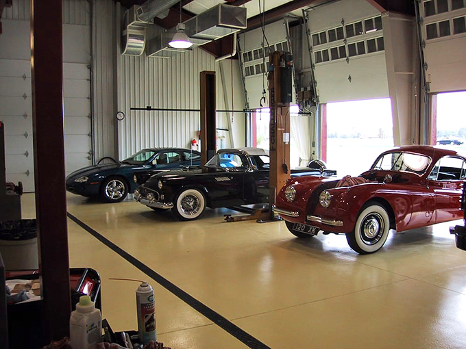 The maintenance area isn't just functional&mdash;it's sacred ground where mechanical miracles happen. These beauties receive spa treatments, not just oil changes.