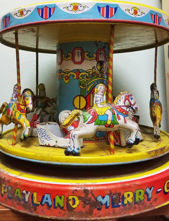This vintage "Playland Merry-Go-Round" toy didn't just entertain children&mdash;it trained an entire generation to expect horses to have permanently startled expressions.