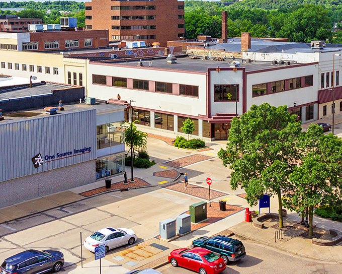 From above, Eau Claire reveals its thoughtful urban planning. The trees aren't afterthoughts&mdash;they're essential characters in this cityscape story.