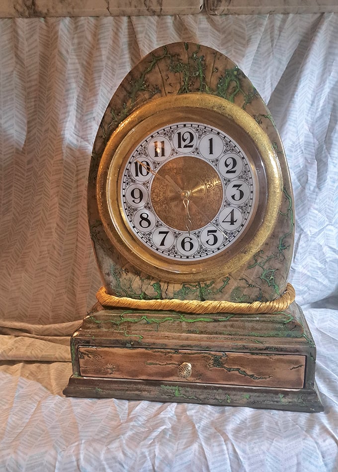 Time stands still in craftsmanship. This ornate clock reminds us that before smartphones, timepieces were both functional tools and works of art.