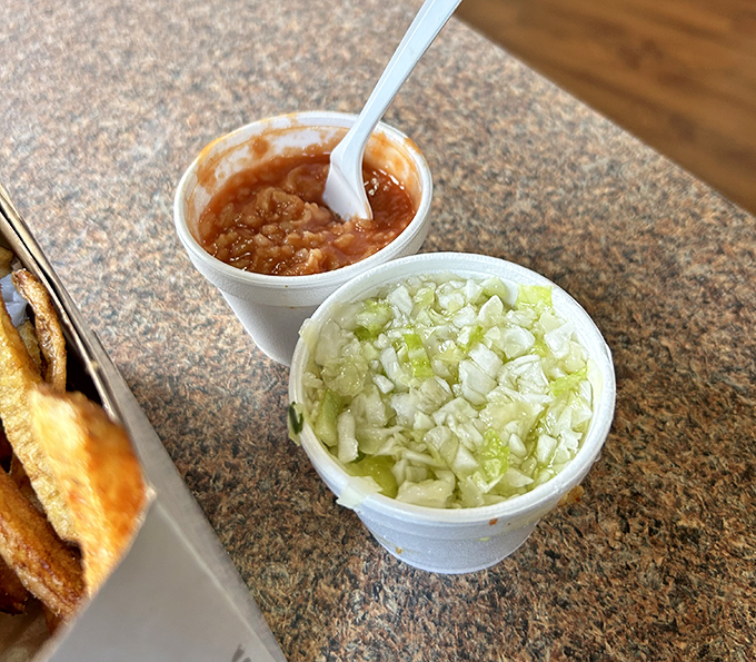 The supporting actors that deserve equal billing: tangy coleslaw and that distinctive hot sauce that's neither Buffalo nor barbecue, but uniquely Barberton.