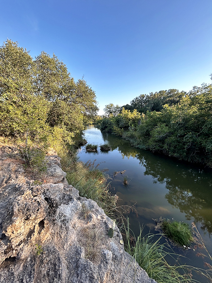 Fredericksburg's natural beauty extends to its waterways, where limestone outcroppings frame crystal-clear creeks perfect for a refreshing dip on hot Texas days.