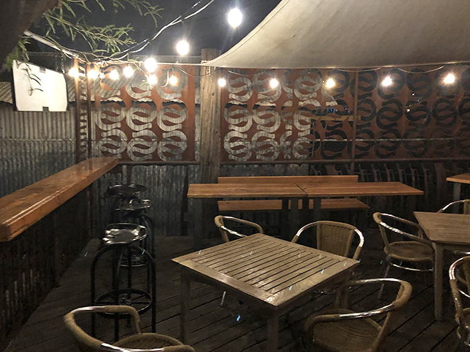 Desert oasis after dark. Novel's evening dining area feels like a secret club where the password is "Yes, I'll have seconds."