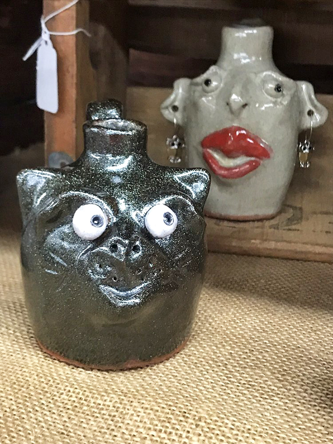 These face jugs with their quirky expressions aren't just pottery; they're personality in ceramic form. Folk art with attitude and googly eyes!