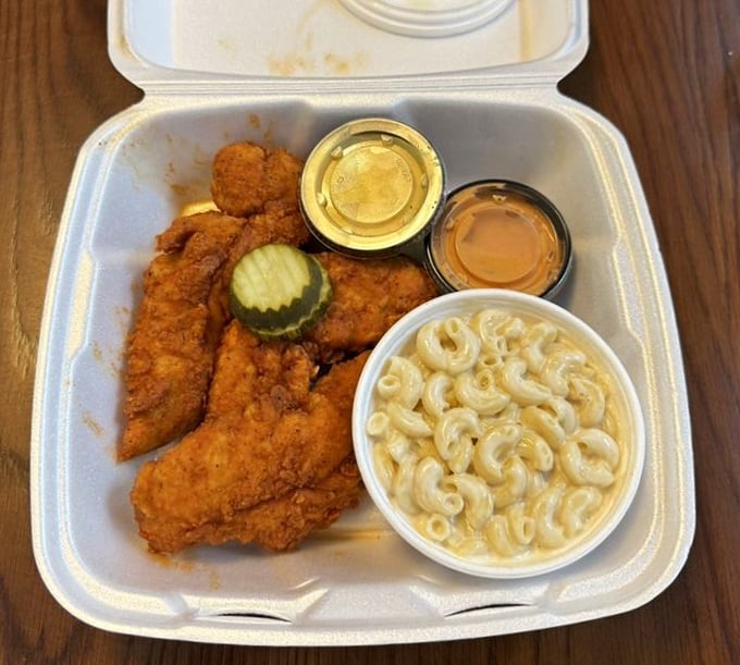 Creamy mac and cheese plays the perfect wingman to crispy chicken tenders&mdash;a partnership more harmonious than Simon and Garfunkel.