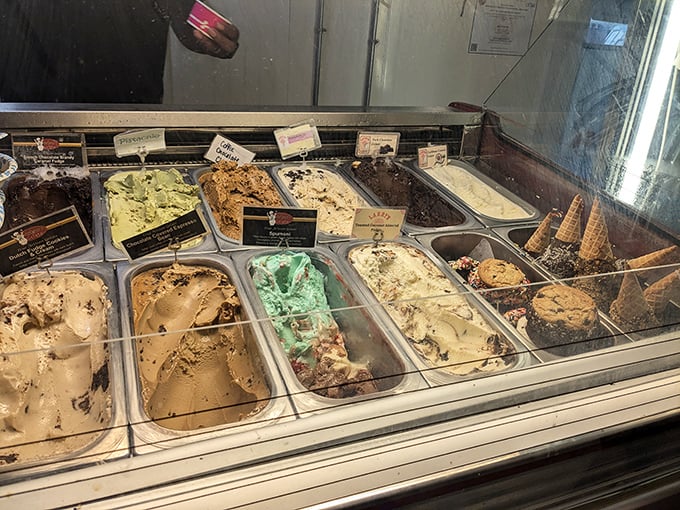 A gelato case that makes choosing just one flavor feel like Sophie's Choice: The Dessert Edition.