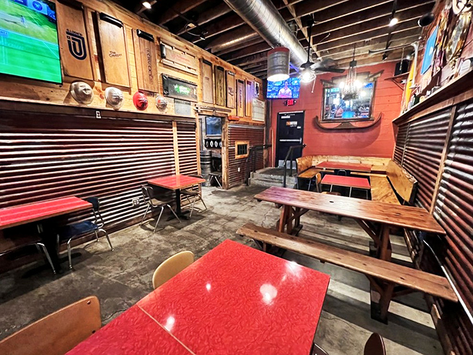 The dining room feels like it was designed by someone who understands that great chicken deserves a backdrop with character, not pretension.