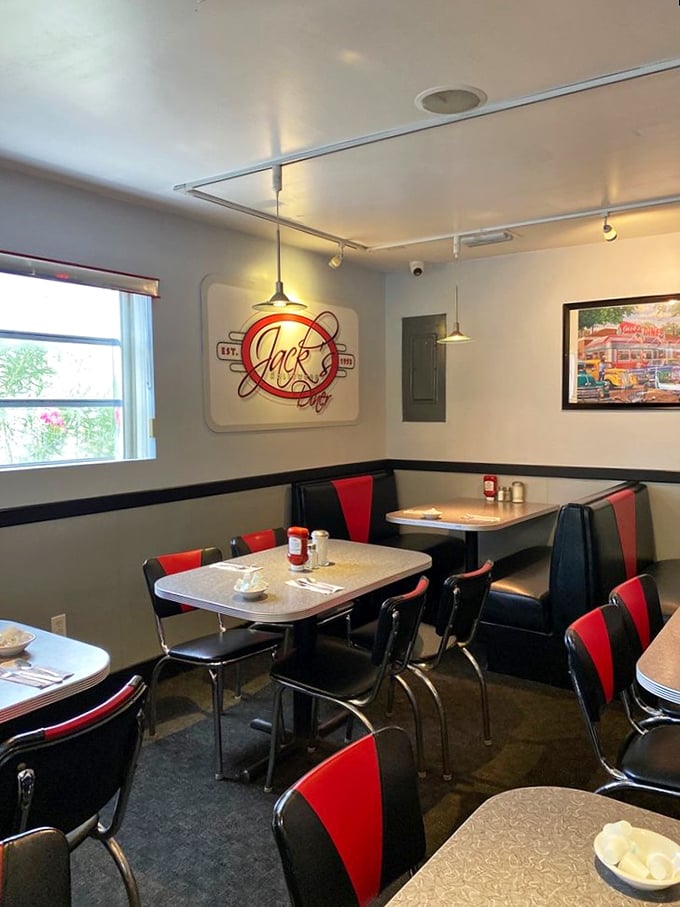 Classic diner aesthetics where the Jack's logo watches over tables that have hosted everything from first dates to retirement celebrations.