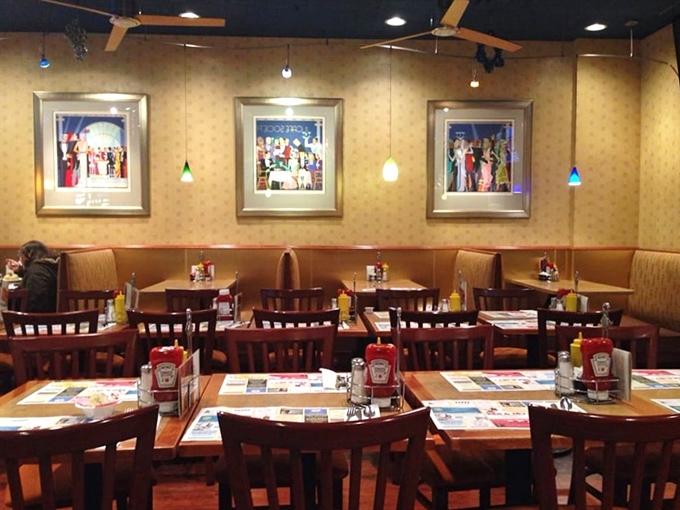 The dining room says "stay awhile" with its comfortable booths and nostalgic artwork. A place where calories don't count and dessert is mandatory.