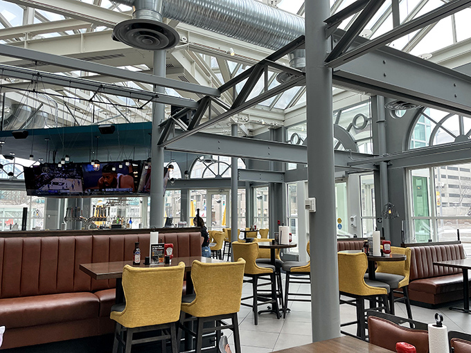 Sunshine streams through windows illuminating what might be the happiest room in Kansas City. Barbecue and natural light &ndash; nature's perfect pairing.