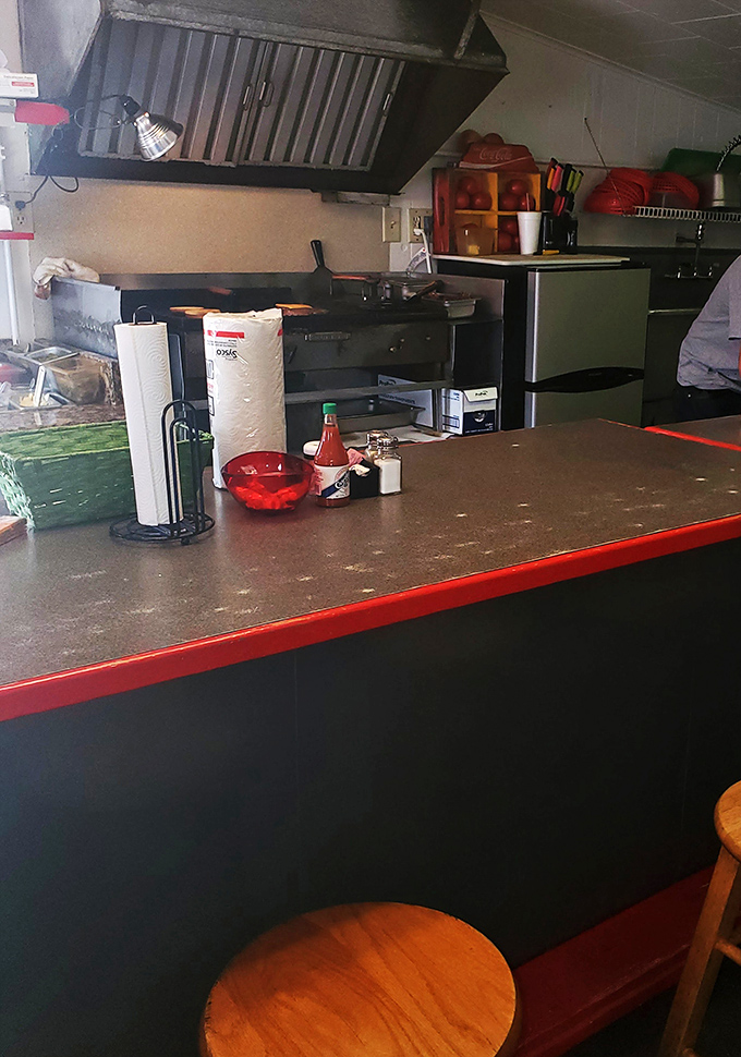 The kitchen counter&mdash;where hot dog dreams come true. Notice the paper towel holder&mdash;you're definitely going to need those.