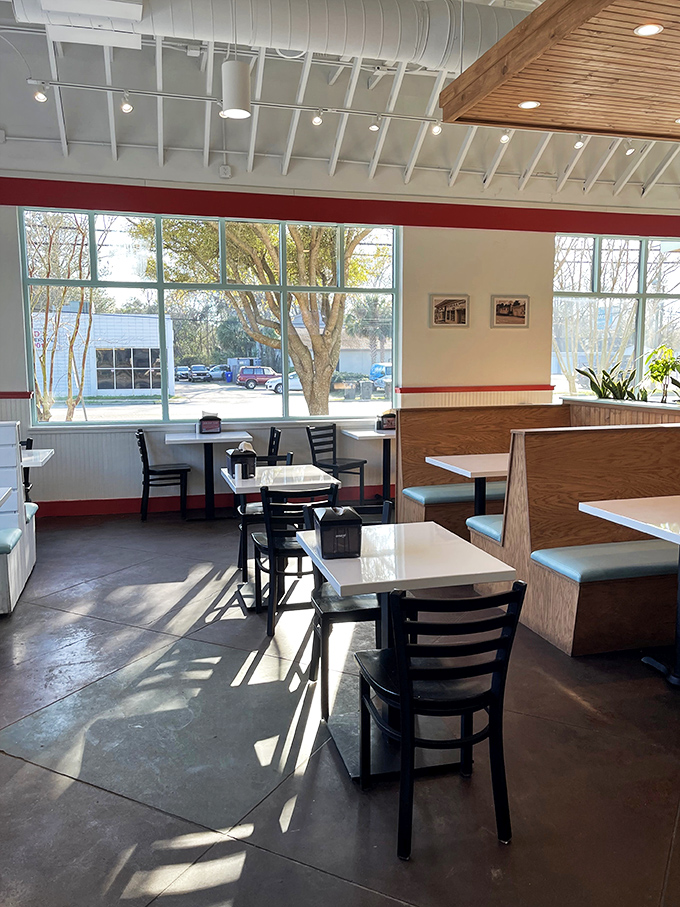 The afternoon light creates a dance of shadows across tables where memories are made one bite at a time.