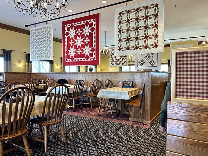 Quilts aren't just wall decorations here &ndash; they're textile storytellers hanging above Windsor chairs that have supported generations of satisfied diners.